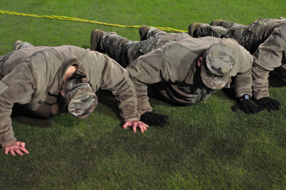 Army ROTC cadets knock out push-ups on Military Appreciation Night ...