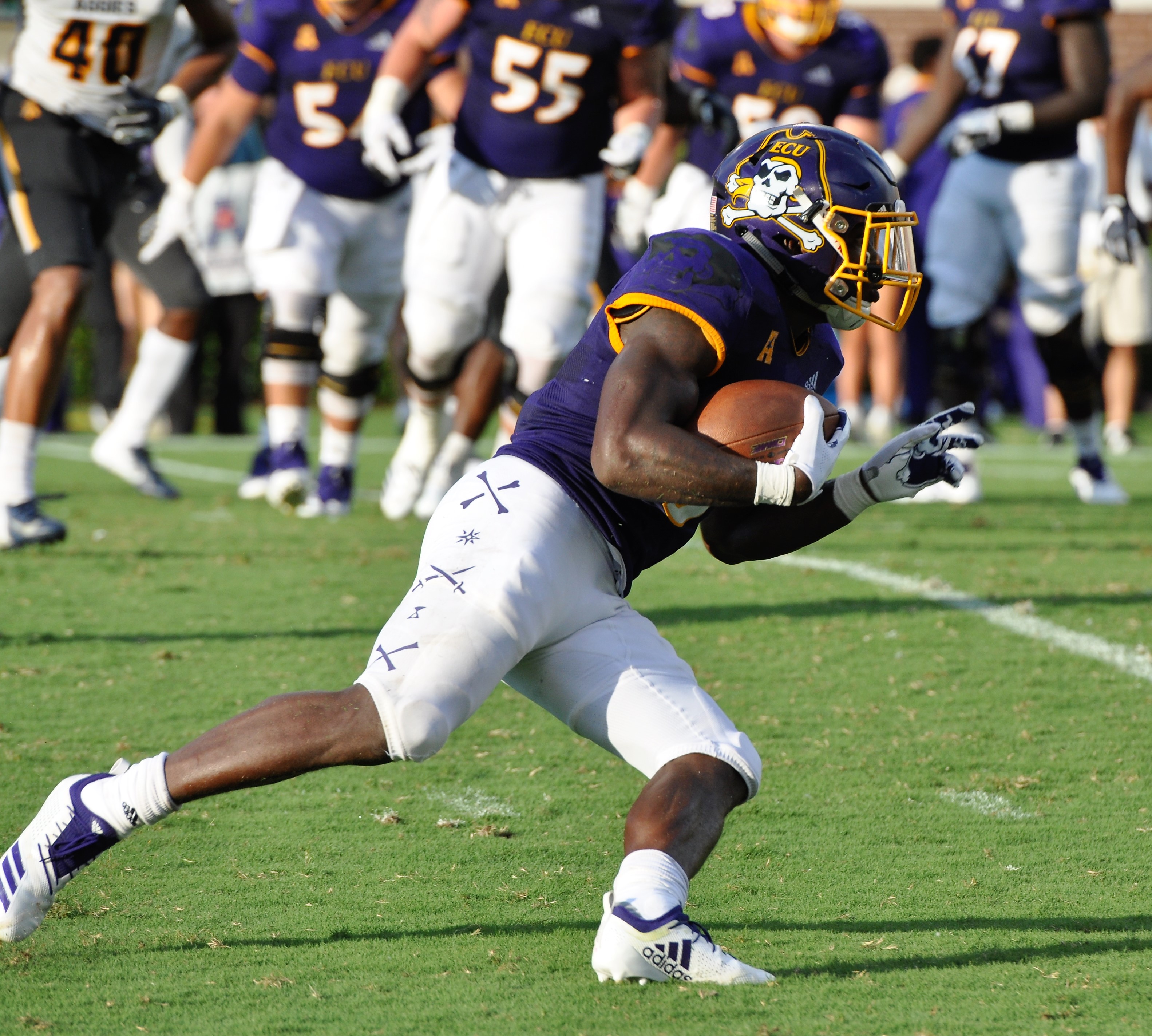 Anthony Scott was ECU’s leading rusher with 12 carries for 34 yards.