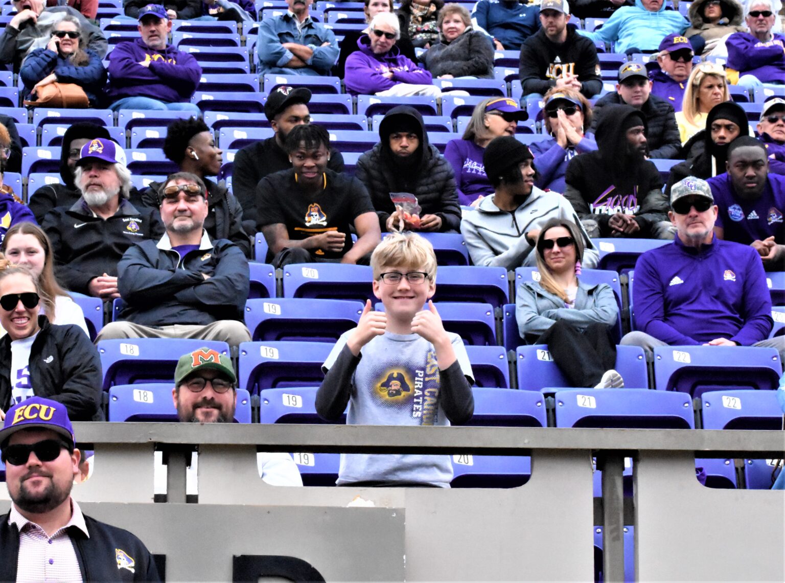 Isaiah Sharp celebrated his 10th birthday at Dowdy-Ficklen Stadium.